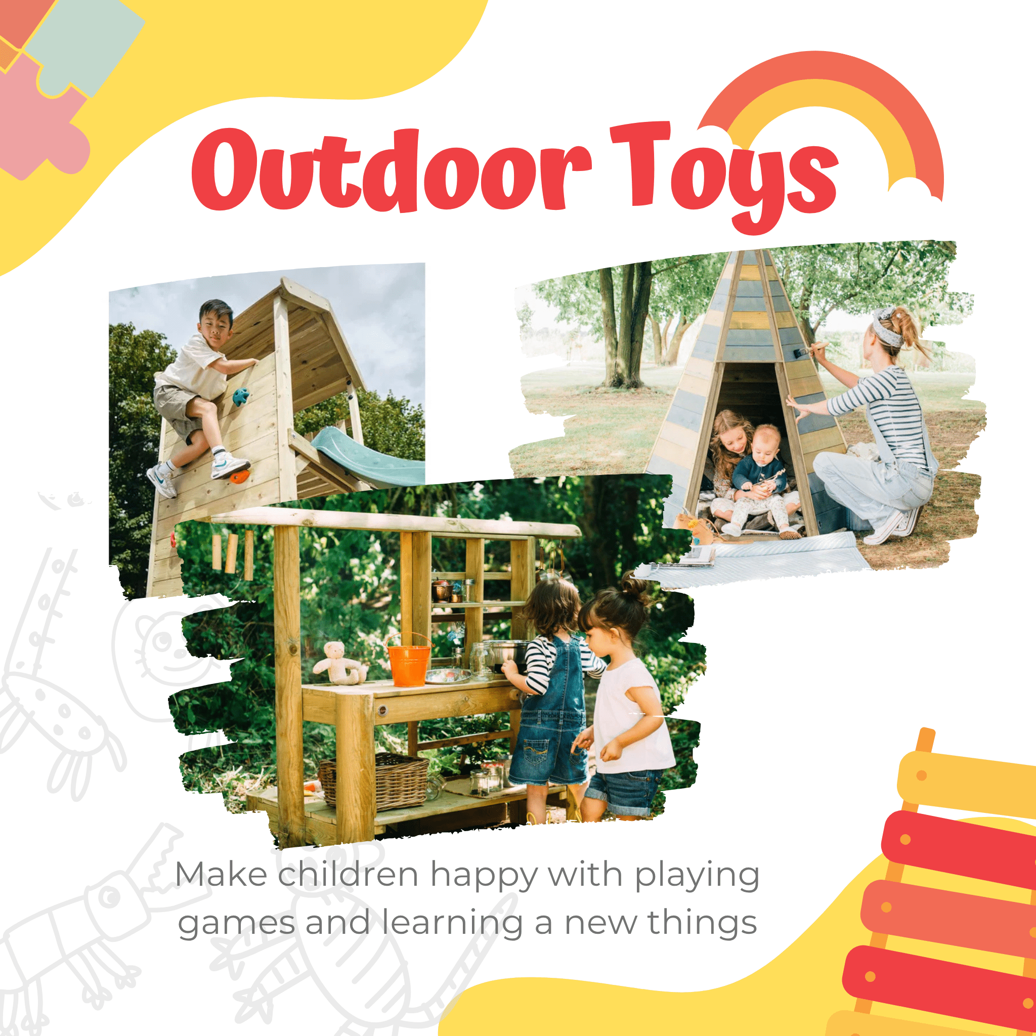 Outdoor Toys For Kids | Childrens Playhouse | Backyard Toys Set