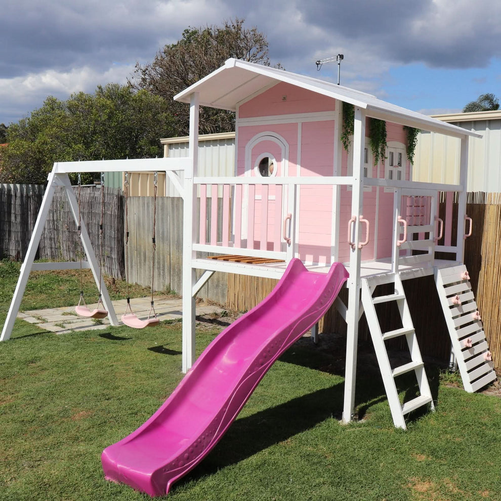 Buy Sweet Shack Cubby House with Swing Set - Kidzshack